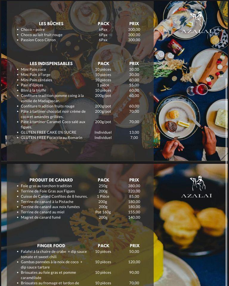 Menu au Azalai urban souk restaurant, Marrakech