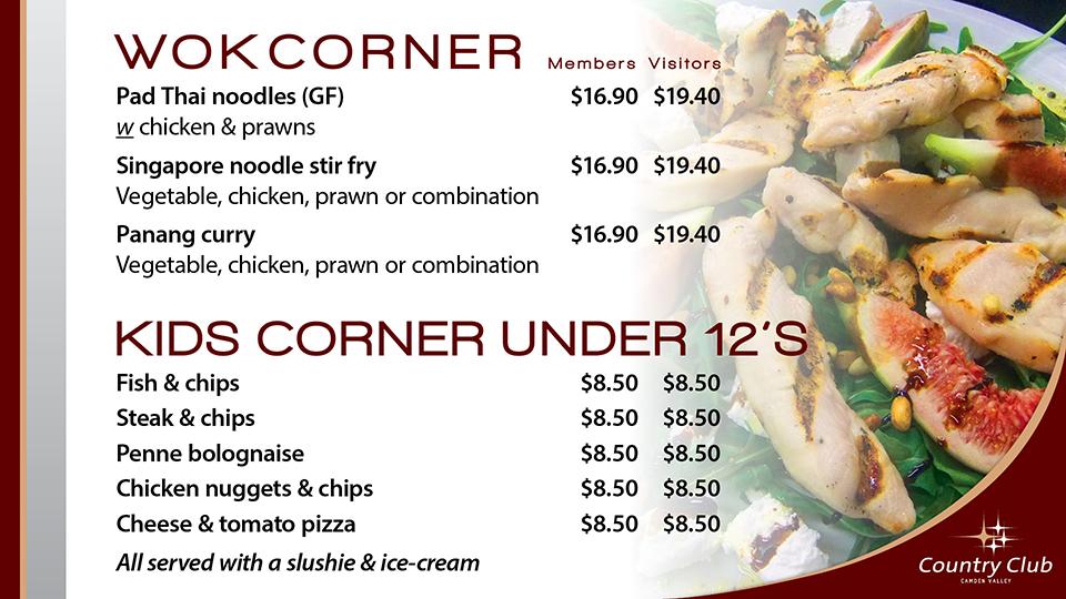 Menu at Country Club Gledswood Hills, Gledswood Hills