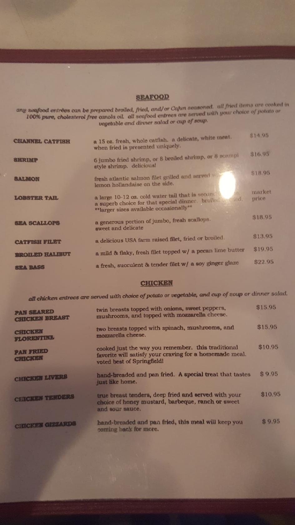 Menu at Fritz's Restaurant aka The Wagon Wheel, Springfield