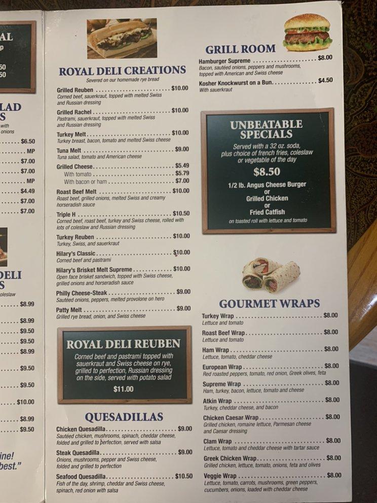 Menu at Hilary's Restaurant and Royal Deli, Royal Palm Beach