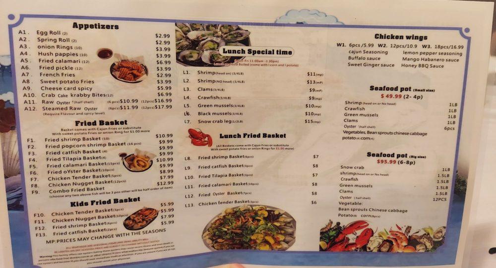 Menu at Craving Crab restaurant, Tulsa