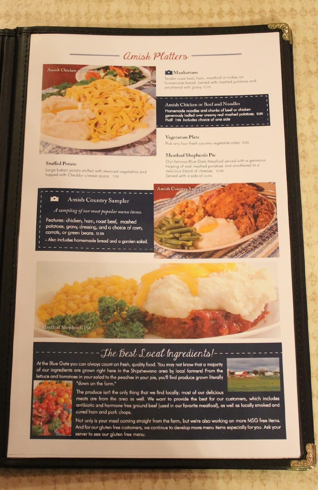 Menu at Blue Gate Restaurant & Bakery, Shipshewana