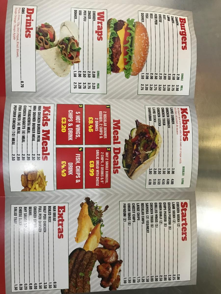 Carta de Burnage Fast Food, Manchester