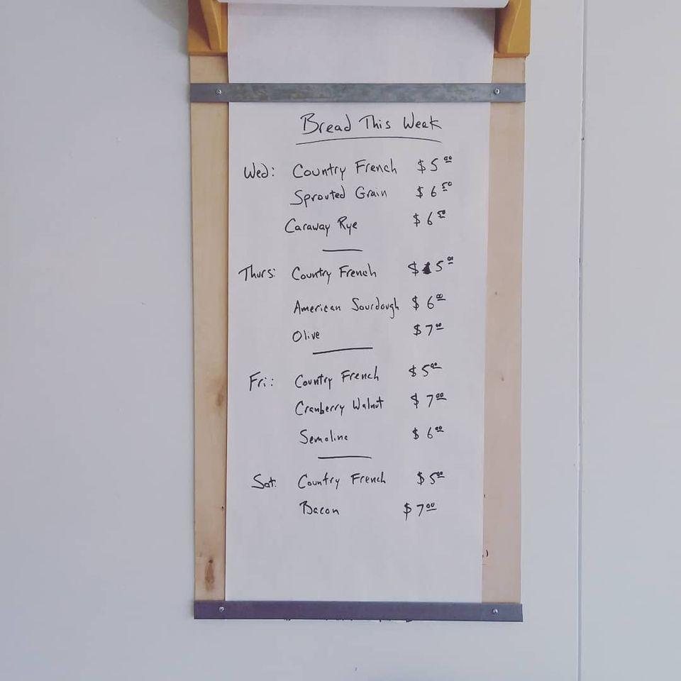 Menu at Grain Street Bakery, Etna