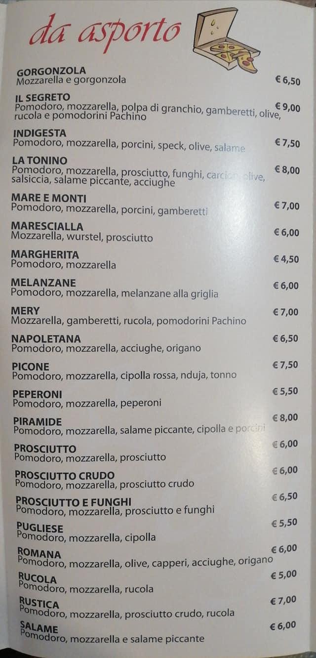 Menu da Il Segreto ristorante, Nerviano