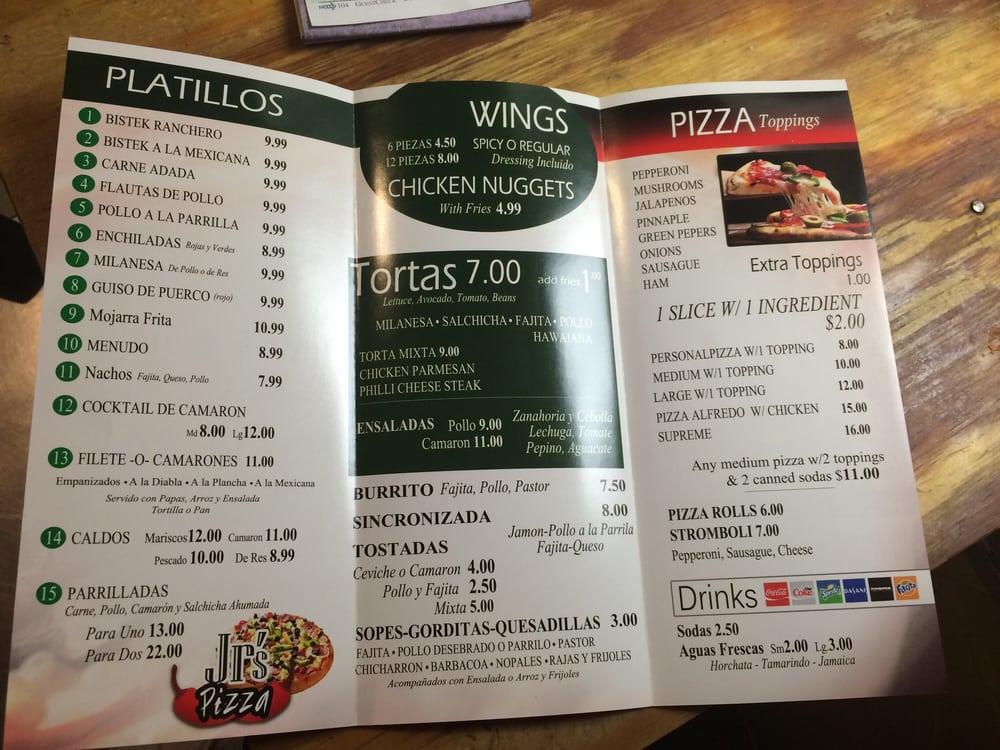 Menu at JR's Pizza pizzeria, Dallas, Dennis Rd