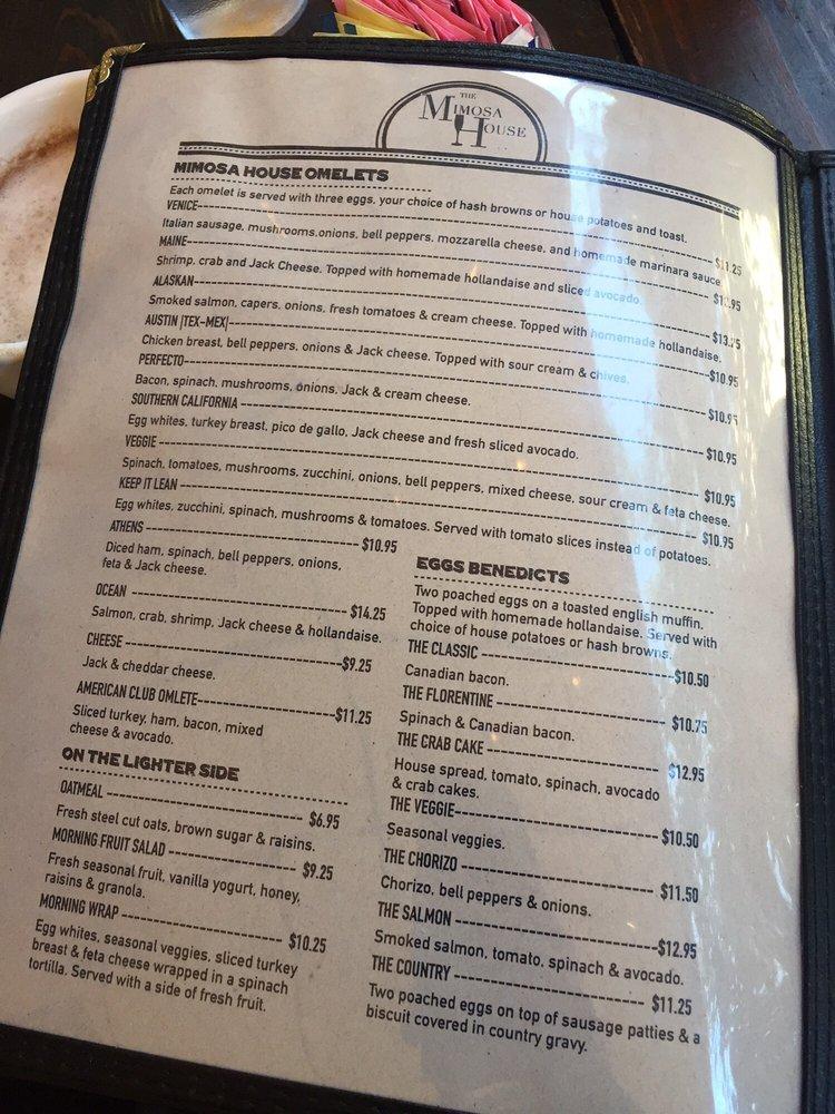 Menu at Mimosa House pub & bar, Sacramento