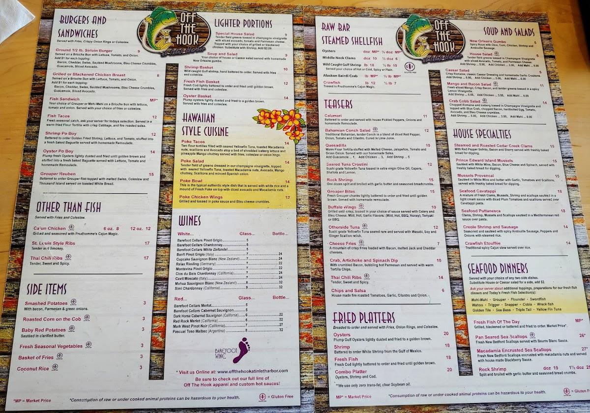Menu at Off The Hook at Inlet Harbor pub & bar, Ponce Inlet
