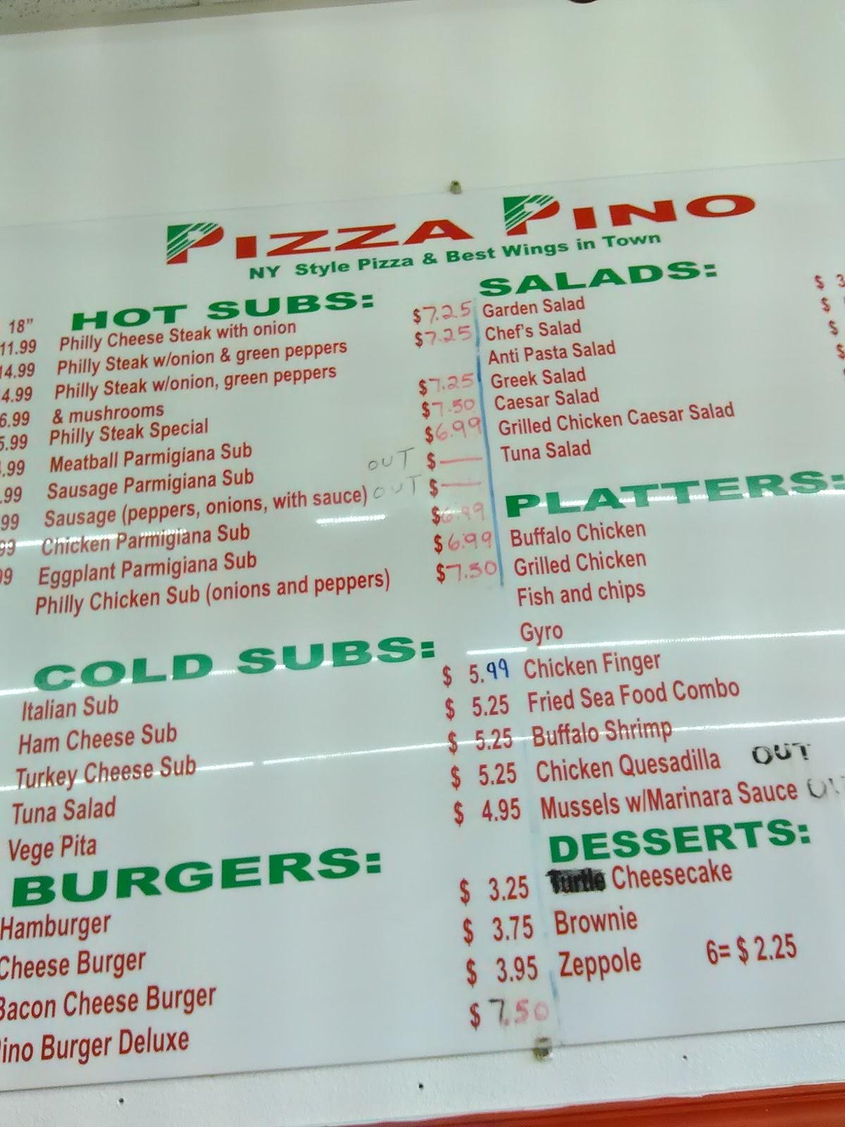 Carta de pizzería Pizza Pino, Tampa, S 78th St