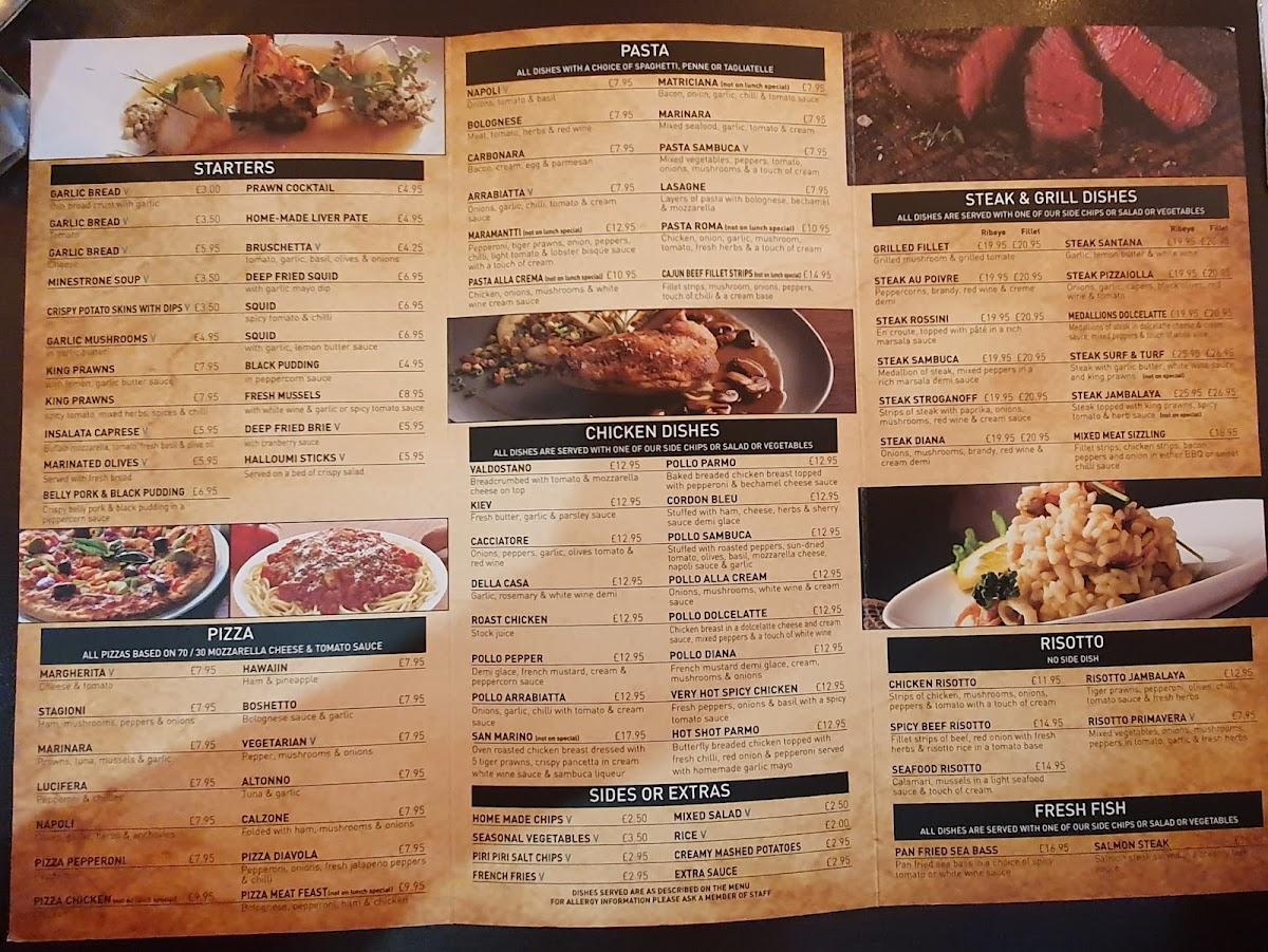Menu at Sambuca Hartlepool restaurant, Hartlepool