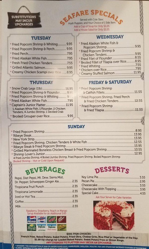 Menu at Bay Breeze restaurant, Mableton