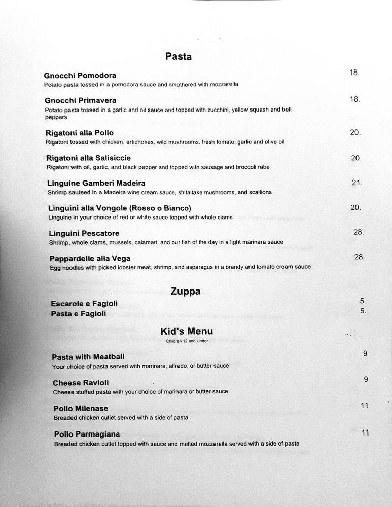 Menu at Carmines di Vega restaurant, New Haven