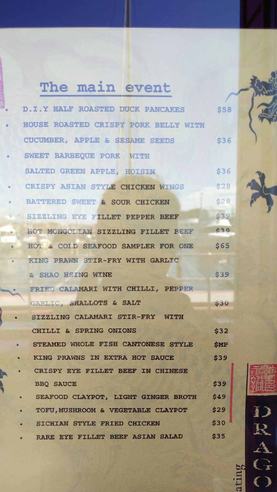 Menu at Floating Dragon pub & bar, Lakes Entrance