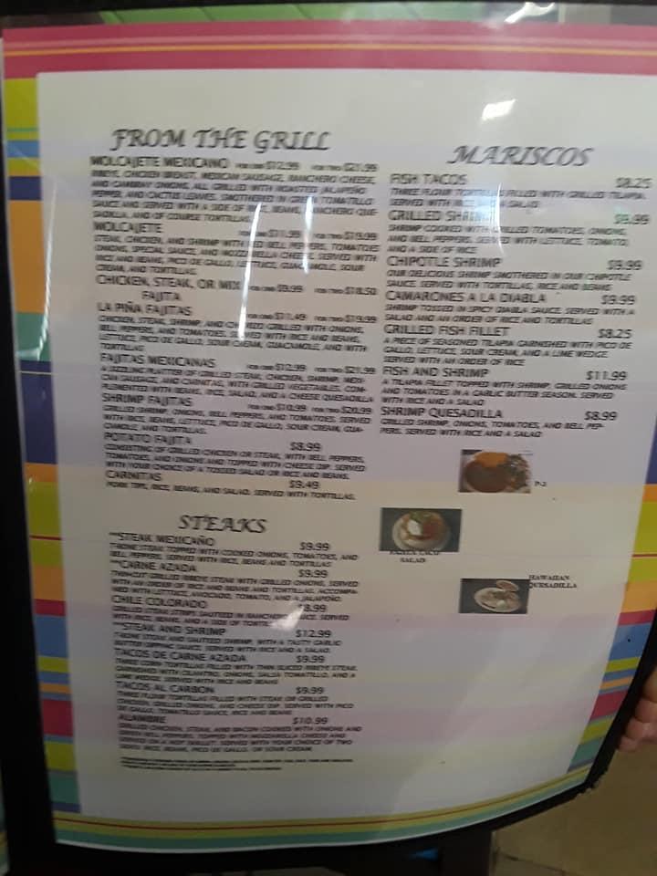 Menu at La Pina Mexican Restaurant, Savannah