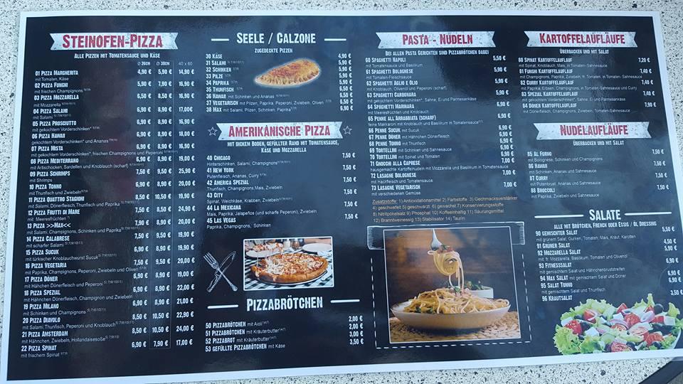 Carta de Pizza Max's Wesseling, Wesseling
