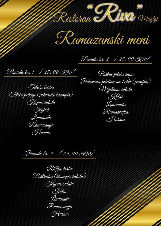 Menu at Riva restaurant, Maglaj