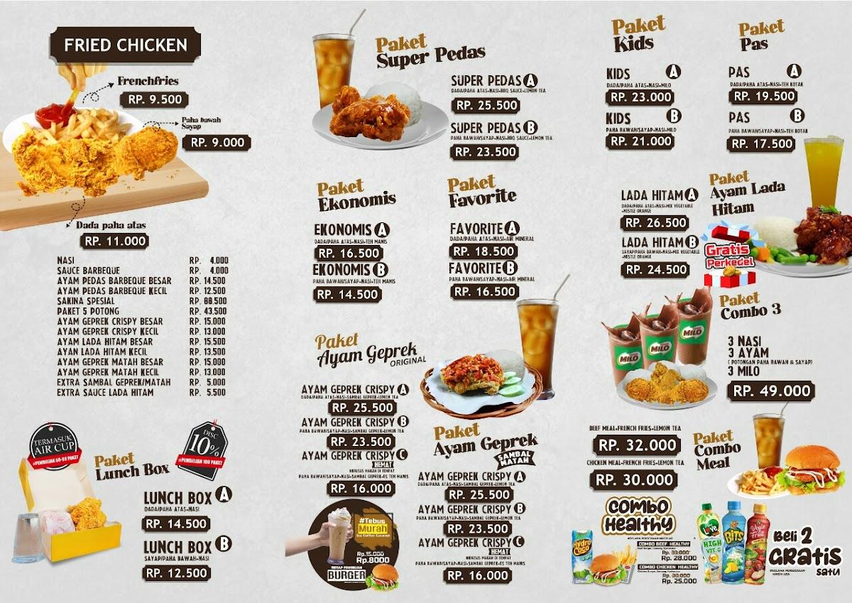 Menu at Sakina Chicken & Burger PCI restaurant, Cilegon