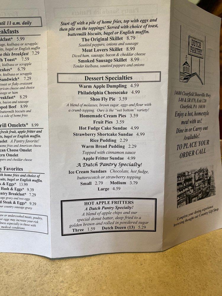 Menu at Dutch Pantry Family Restaurant, Clearfield
