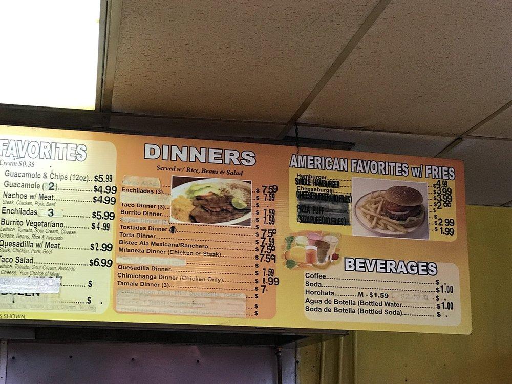 Menu at El Rey del Taco restaurant, Hammond