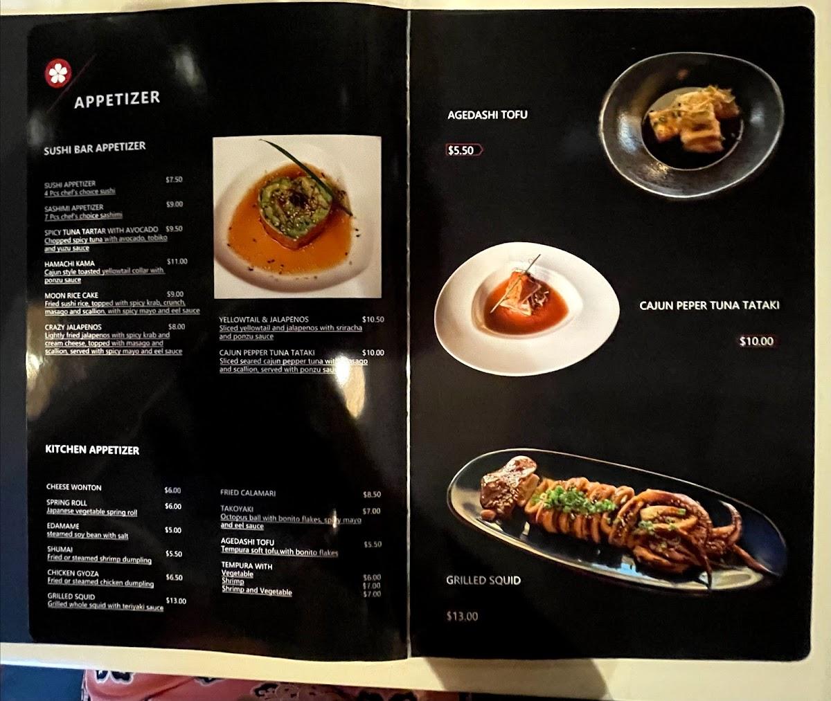 Menu at Hana Moon Japanese restaurant, Jacksonville