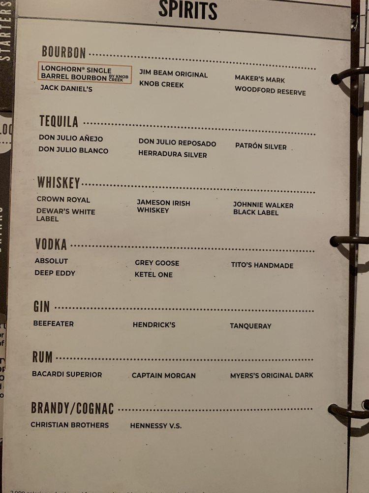 Menu at LongHorn Steakhouse, Gadsden
