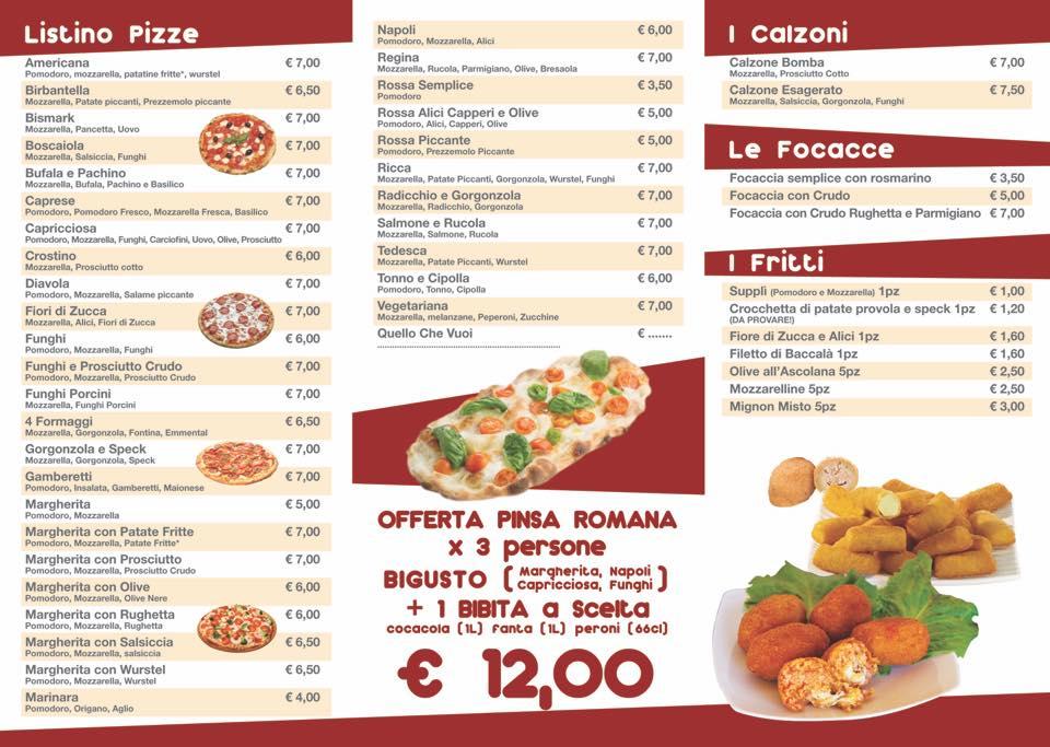 Menu at Ristorantino Poche Pretese, Rome, Via Vincenzo Tieri