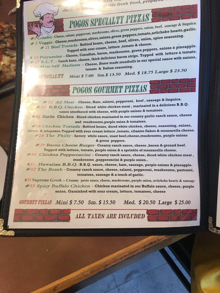 Menu at Pogo's Pizza pizzeria, Clear Lake Riviera, CA-281