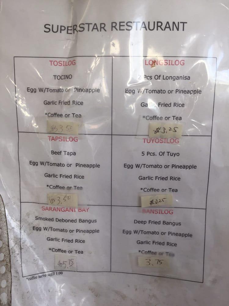 Menu at Super Star Restaurant, San Francisco