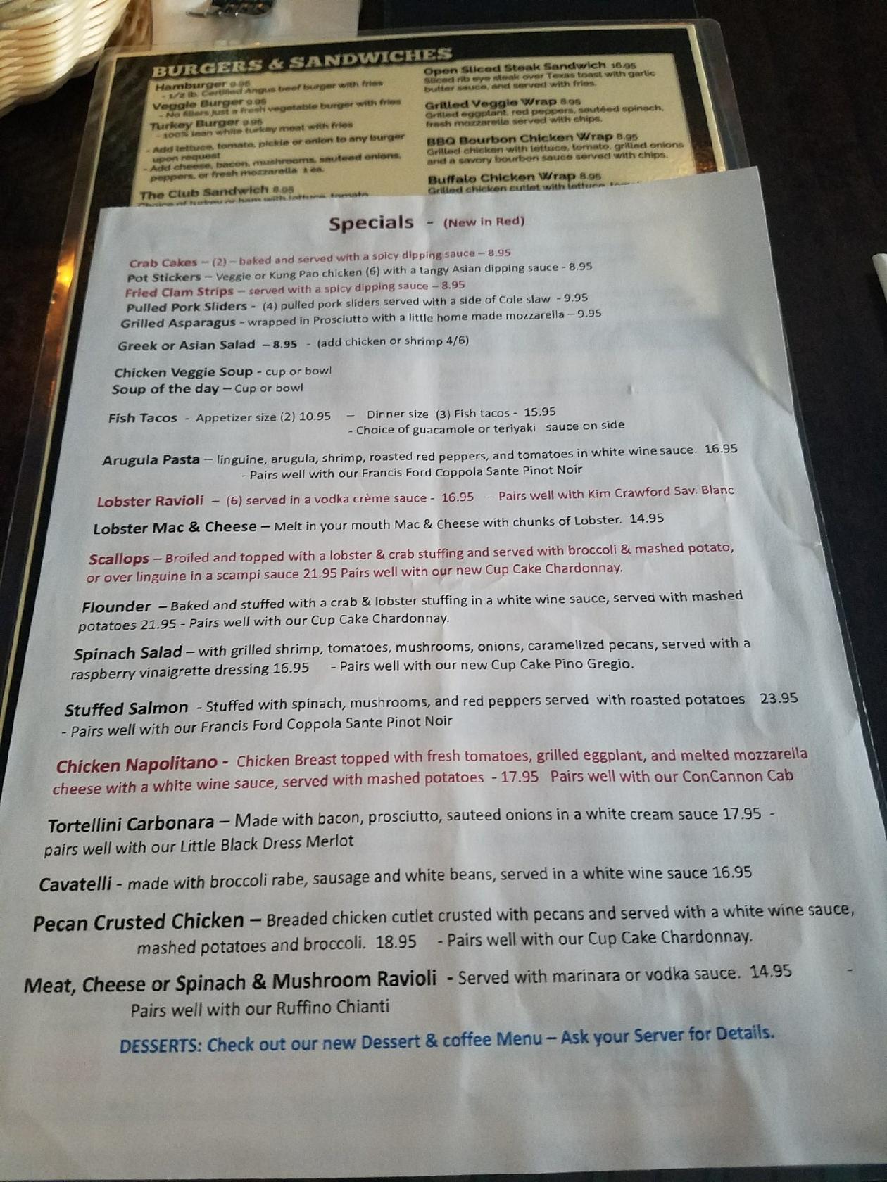 Carta del pub y bar The Railyard Tavern, Fair Lawn