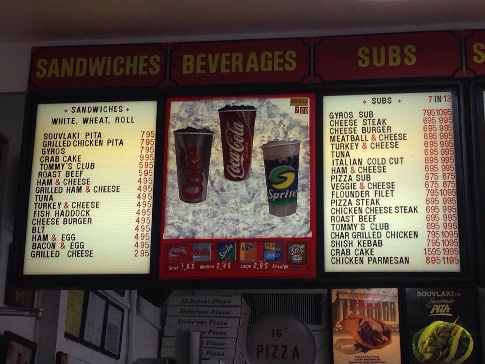 Menu at Tommy's Sub Shop restaurant, Ocean City