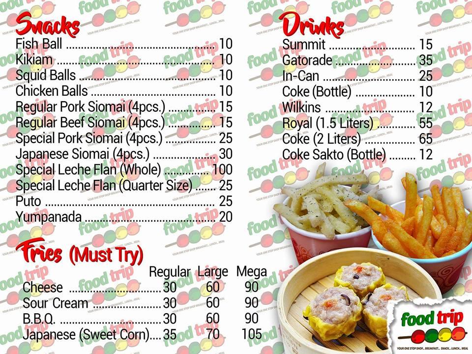 Menu at Food Trip cafe, Olongapo
