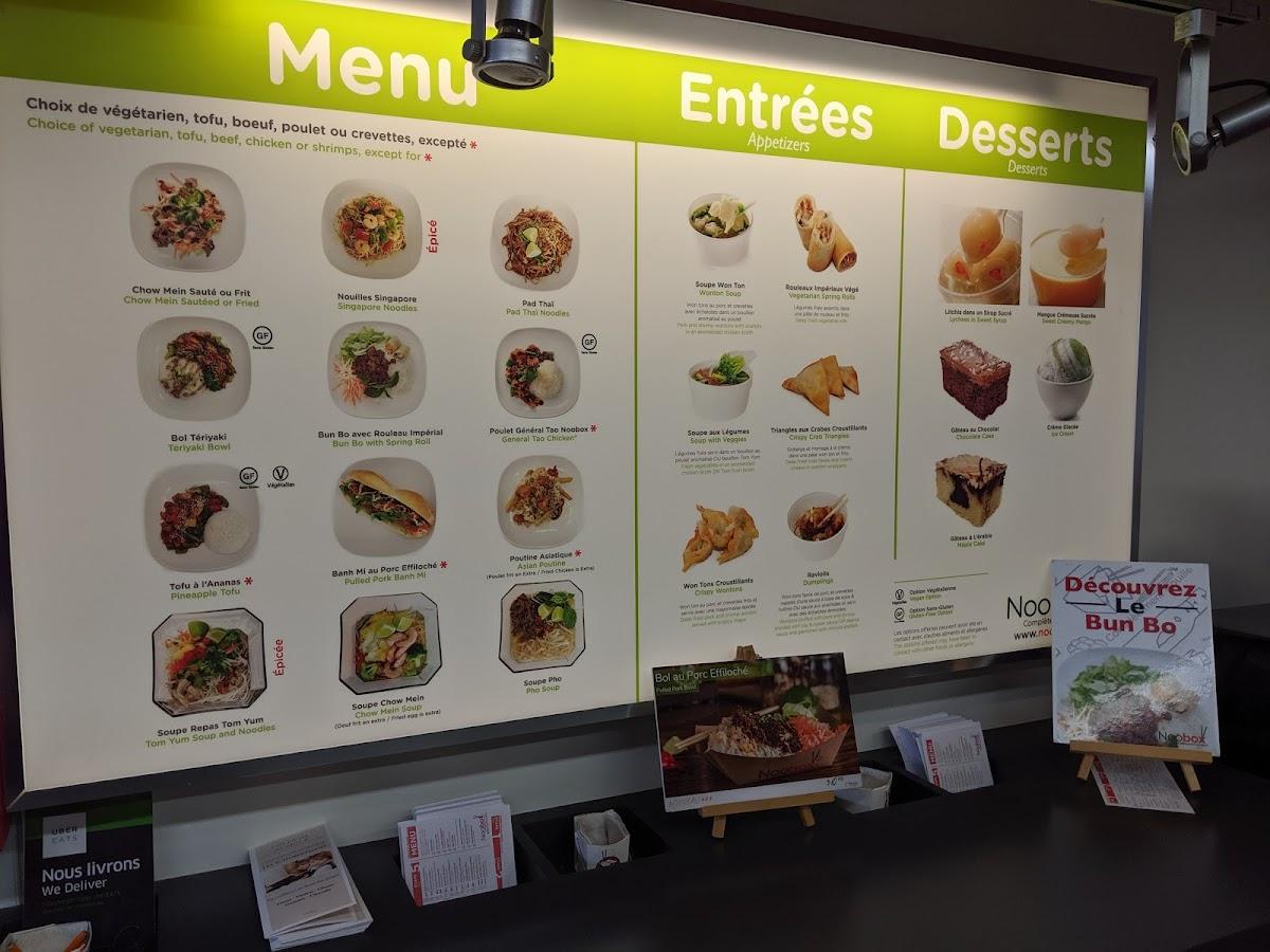 Menu au Noobox Quartier DIX30 restaurant, Brossard, Bd du Quartier