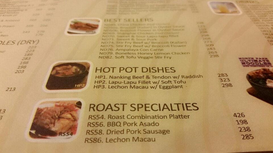 Menu at North Park Noodles restaurant, Biñan, Caltex SLEX South Hub