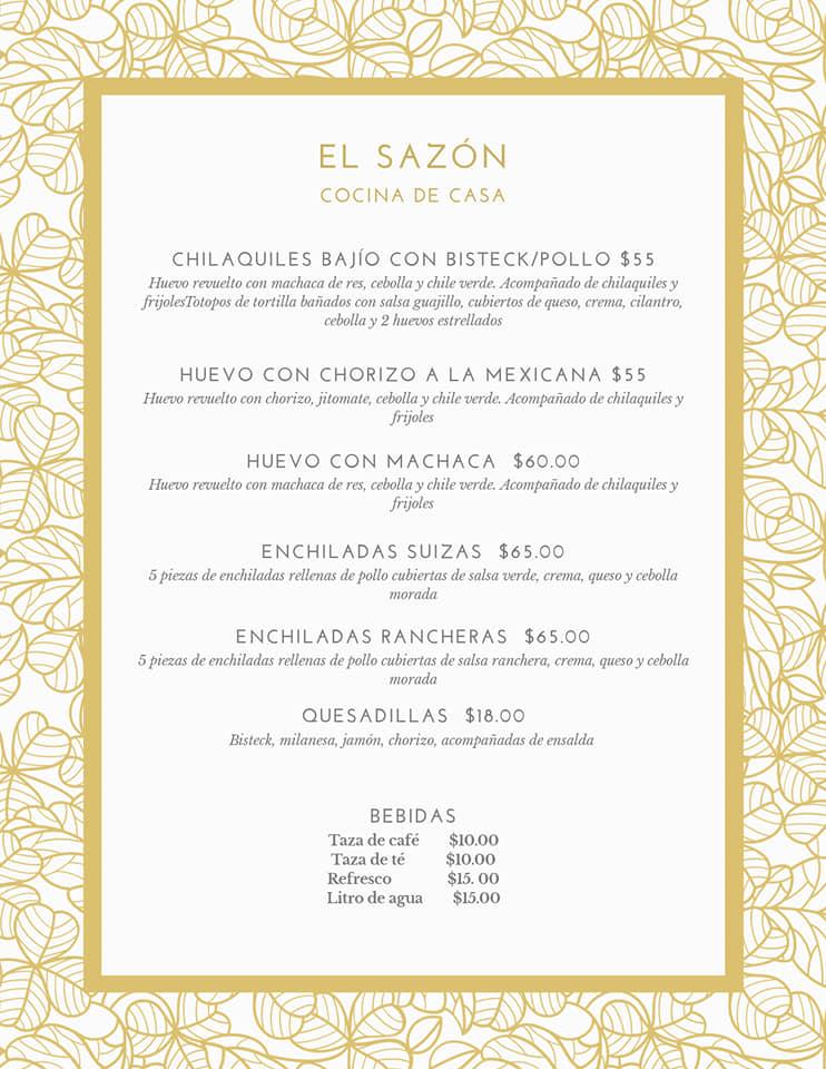 Menu at Restaurant El Sazón, Apaseo el Grande