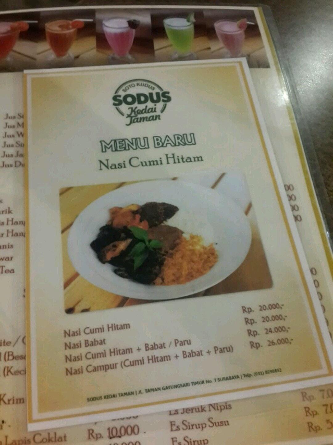 Carta del restaurante SODUS - Soto Kudus Kedai Taman, Surabaya