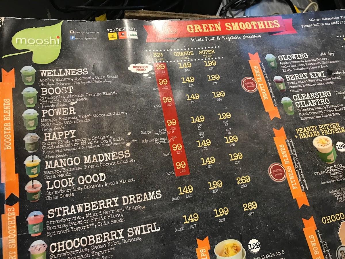 Menu at Mooshi Bar, Cebu City, Don Gil Garcia St