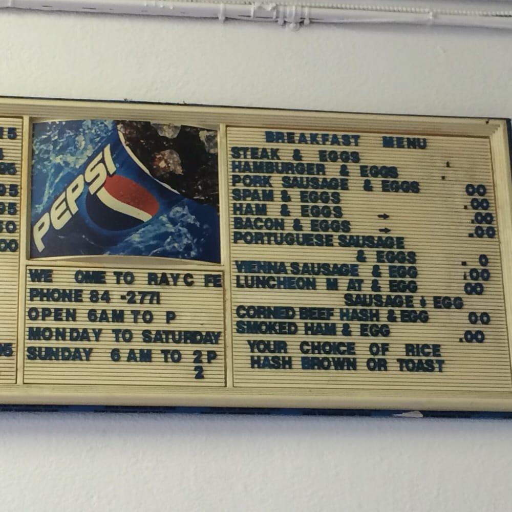 Menu at Ray's Cafe, Honolulu