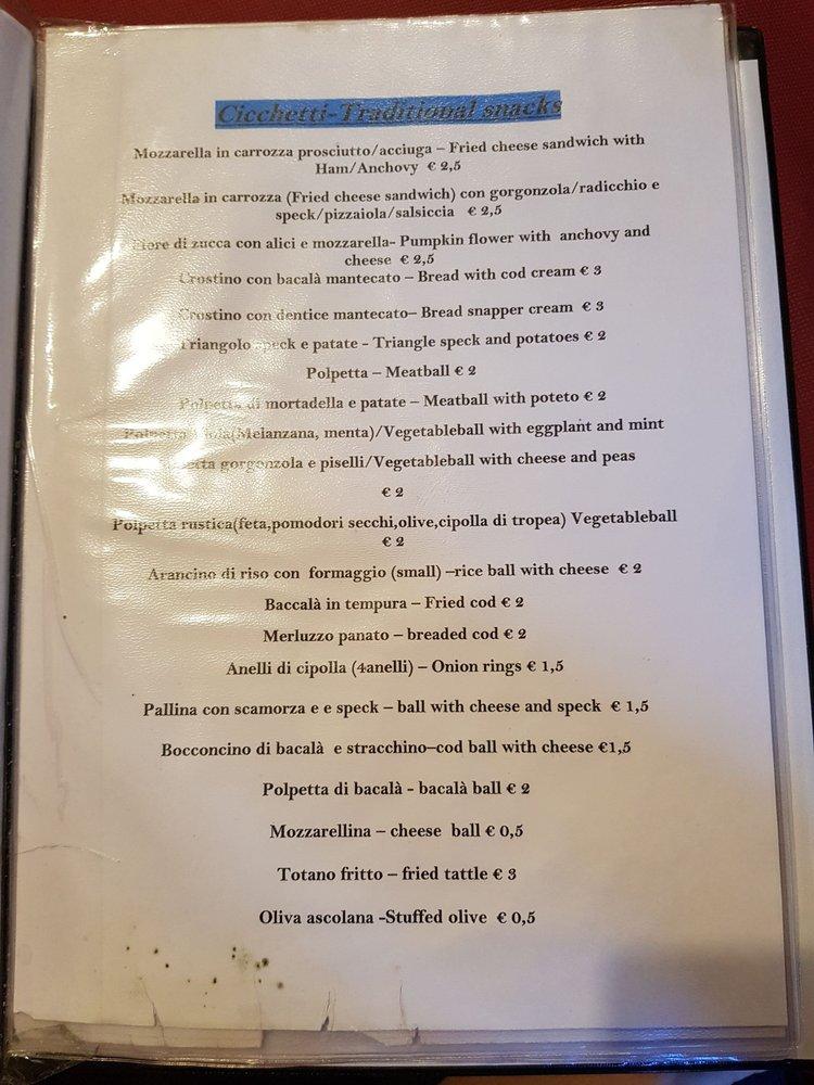Speisekarte von Bacaro Quebrado pub & Bar, Venedig