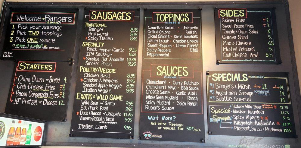 Menu at Bangers & Brews - Eastside restaurant, Bend