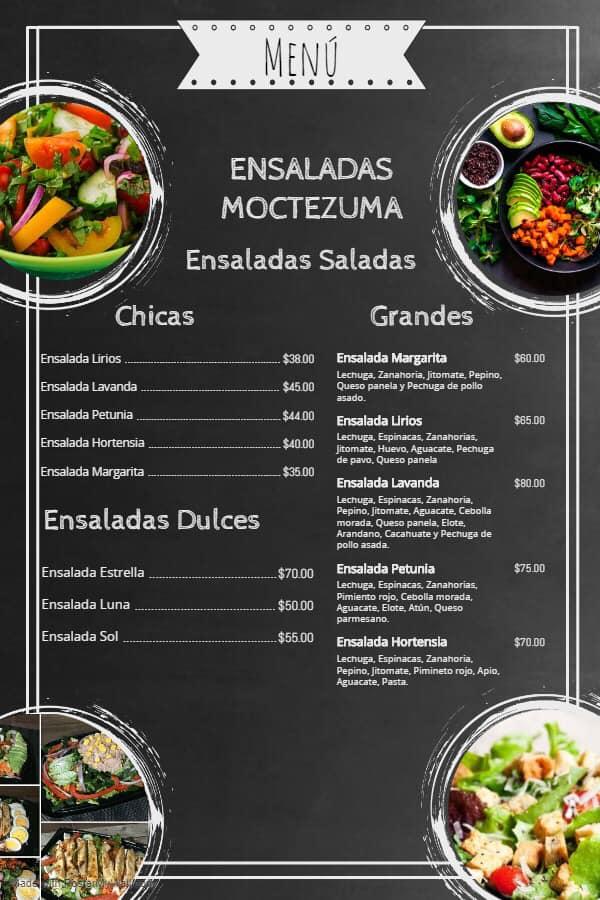 Menu at Elige Bien Ensaladas Moctezuma pub & bar, Zempoala