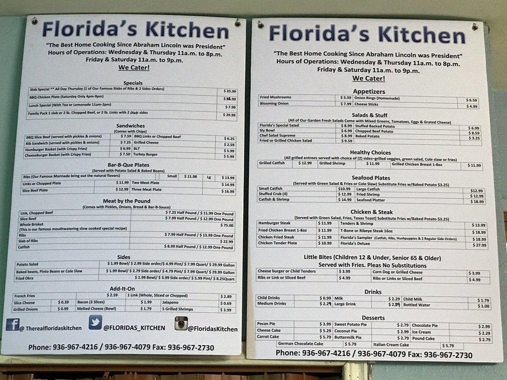 Menu at Florida's Kitchen BBQ, Livingston