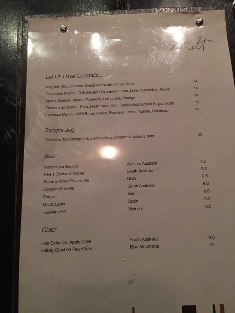 Menu at Melt Hyde Park pizzeria, Hyde Park, 1/160 King William Rd