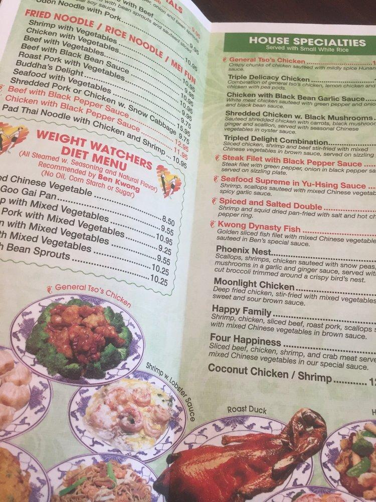 Menu at Asian Dynasty restaurant, Warwick