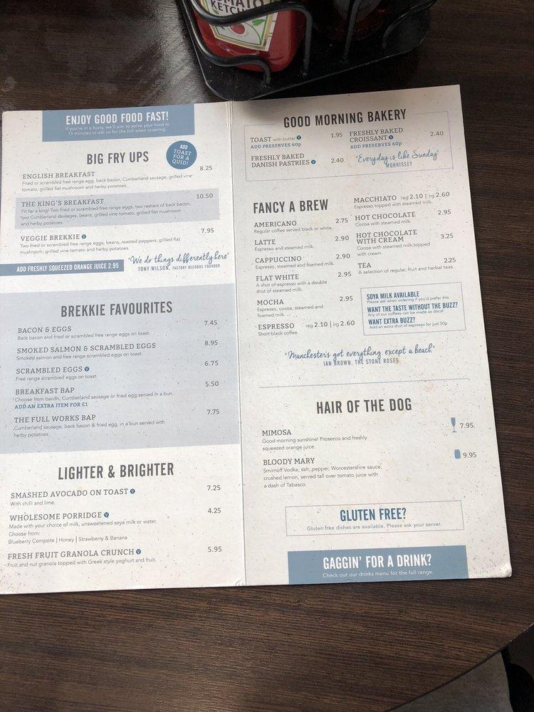 Menu at Bar MCR, Ringway, Manchester Airport (MAN)