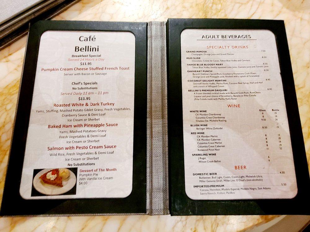 Menu at Café Bellini cafe, Sparks