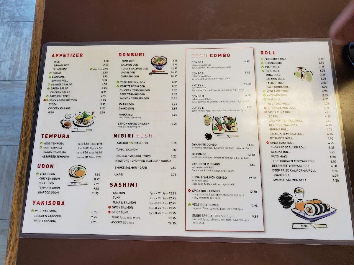 Menu at Go-Go Sushi & Cafe, Delta