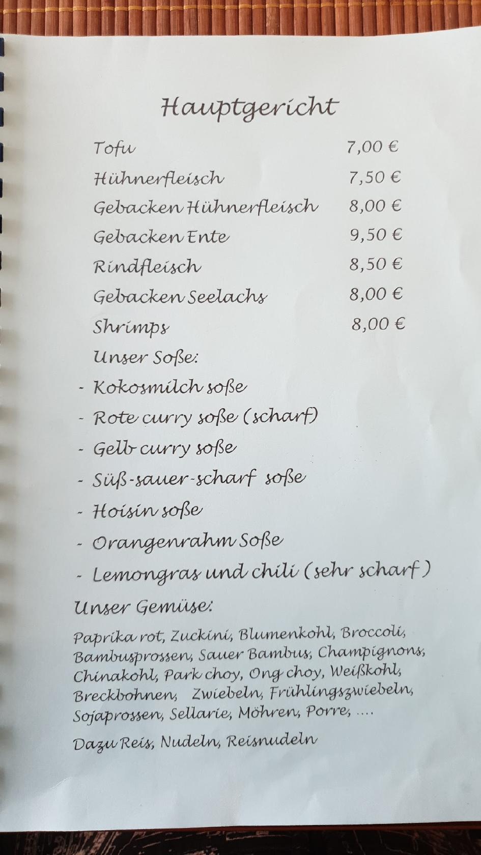 Speisekarte von Hà Dăng restaurant, Hamburg