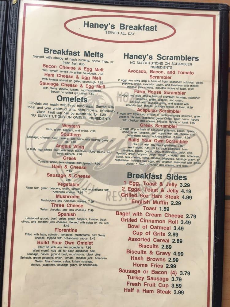Menu at Haneys Café cafe, Estero