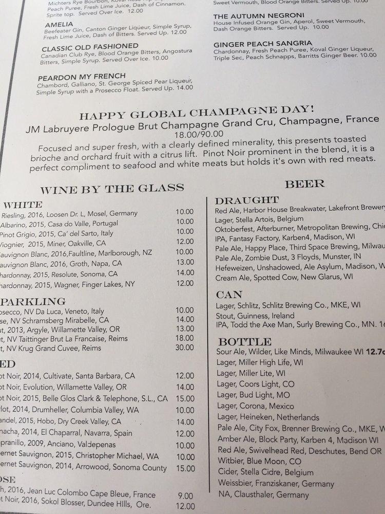 Menu at Harbor House restaurant, Milwaukee