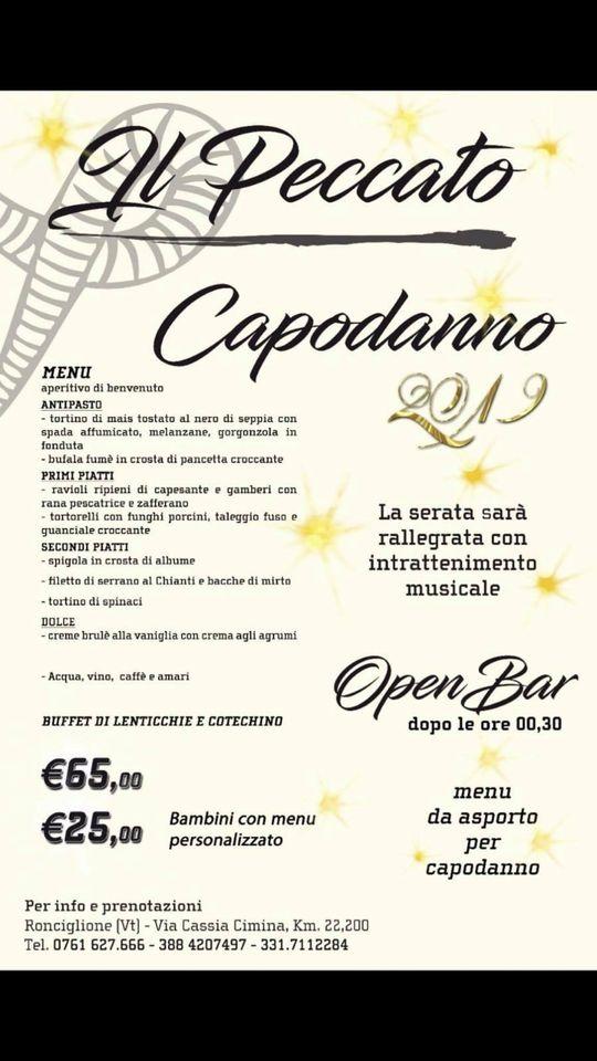 Menu da Il Peccato ristorante, Ronciglione, Via Cassia Cimina